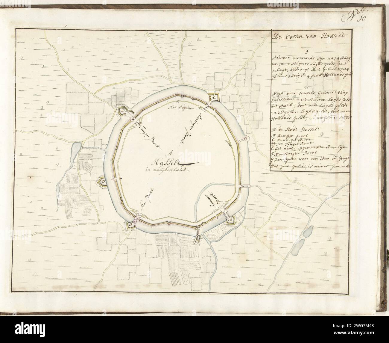 Map of Hasselt, ca. 1701-1715, 1705 drawing Map of the reinforcements ...