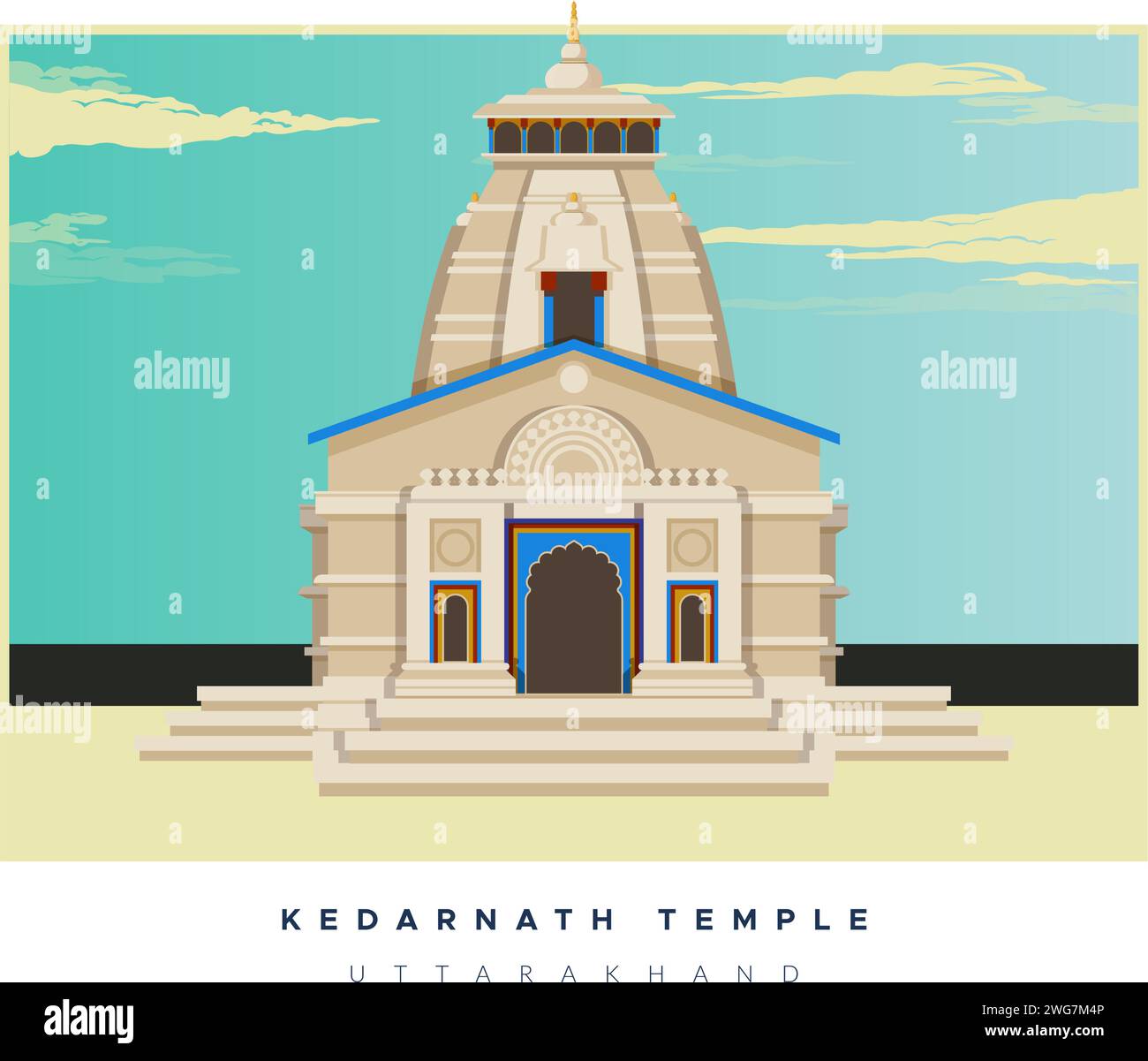 Kedarnath Temple, Jyotirlingas - Uttarakhand - Stock Illustration as ...