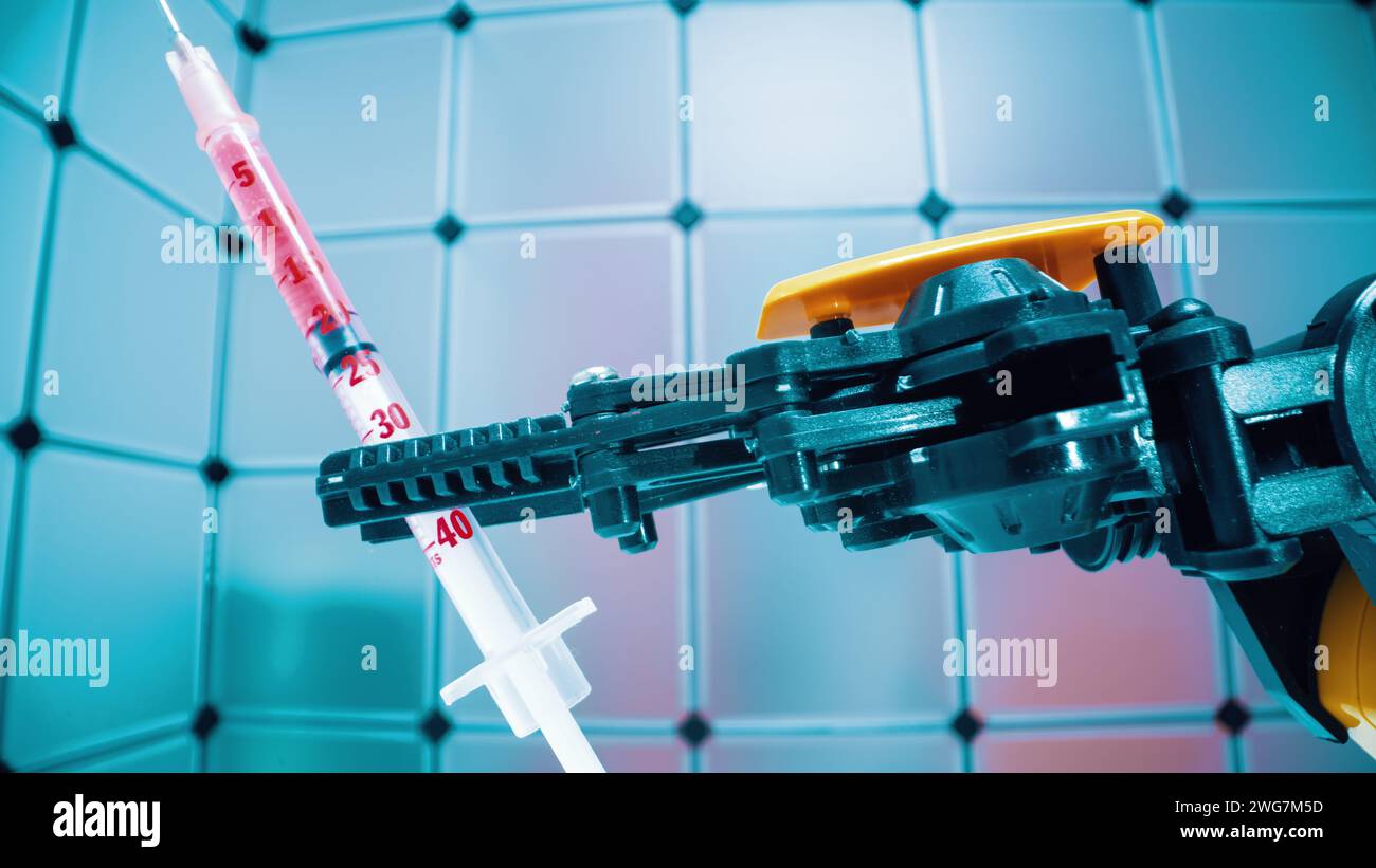 the robot holds a medical syringe concept the use of robotics in ...