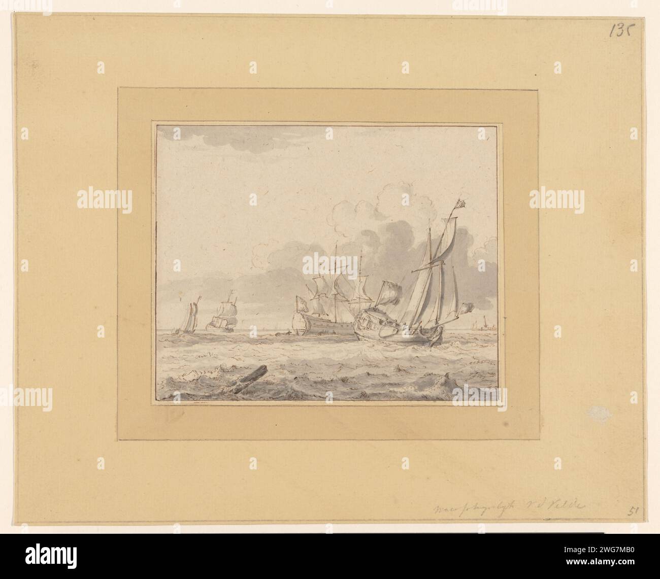 Marine, anonymous, 1700 - 1800 drawing paper. pencil. ink pen / brush ...