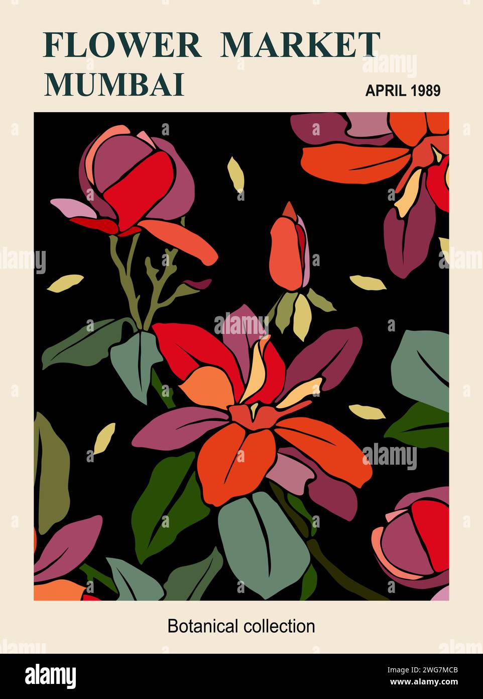 Abstract Flower Market Mumbai poster vector art Stock Vector Image ...