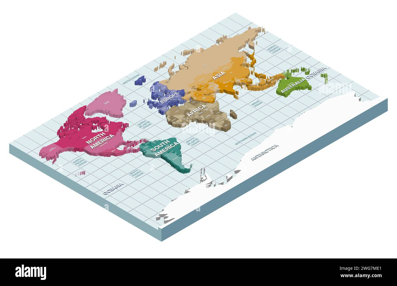 World political map isometric 3d vector illustration Stock Vector Image ...