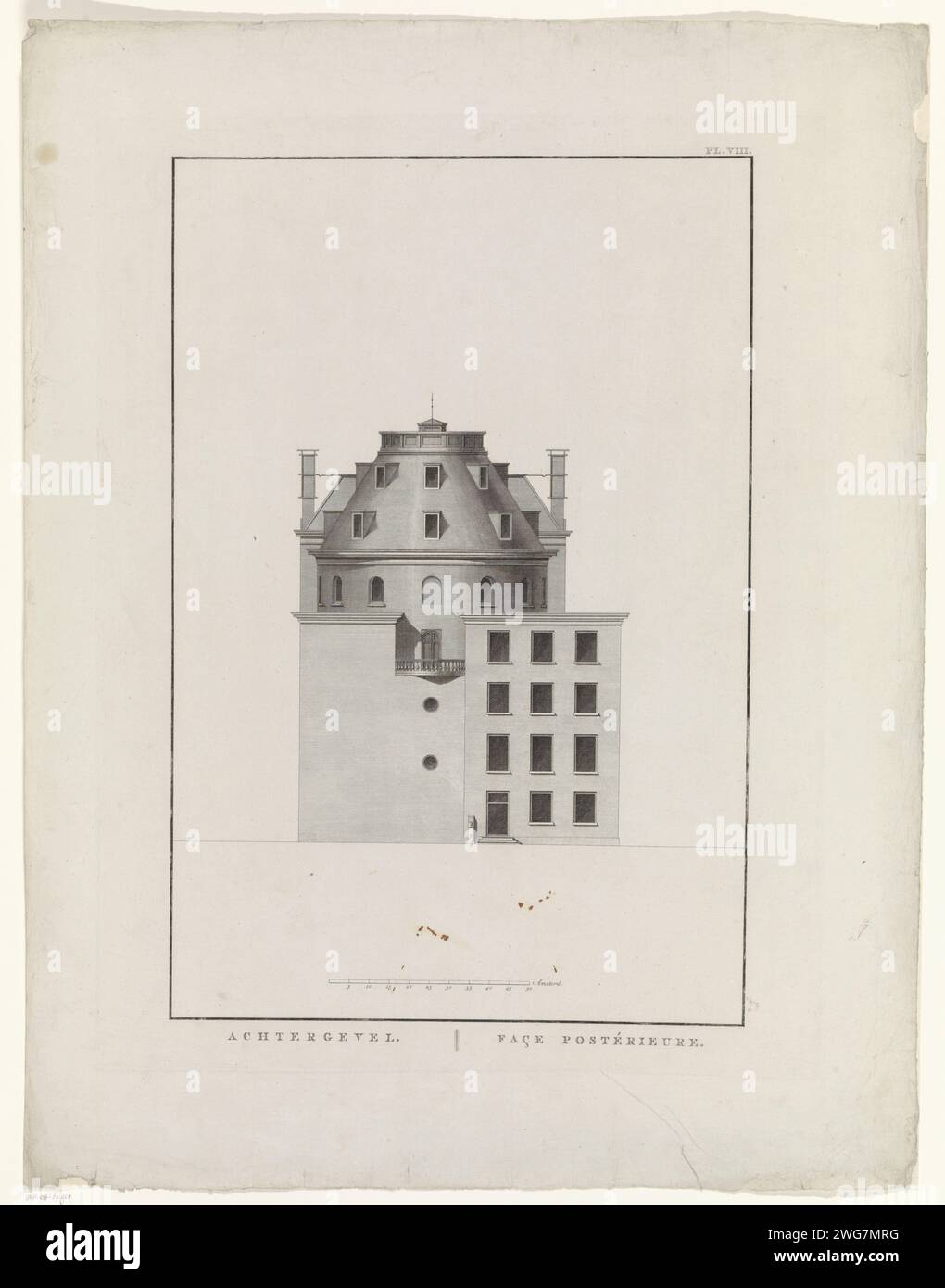 Rear facade of Felix Meritis in Amsterdam, Noah van der Meer (II), 1789 ...
