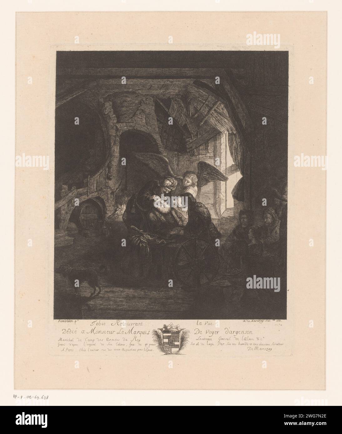 Tobias heals the blind Tobit, Antoine de Marcenay de Ghuy, after ...