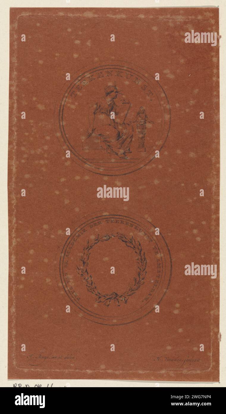 Front and back of the medal of the Academy of Drawing in Amsterdam ...