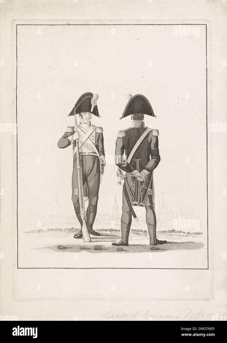 Waiting in Delft, 1811, Anonymous, 1811 print Two members of the ...
