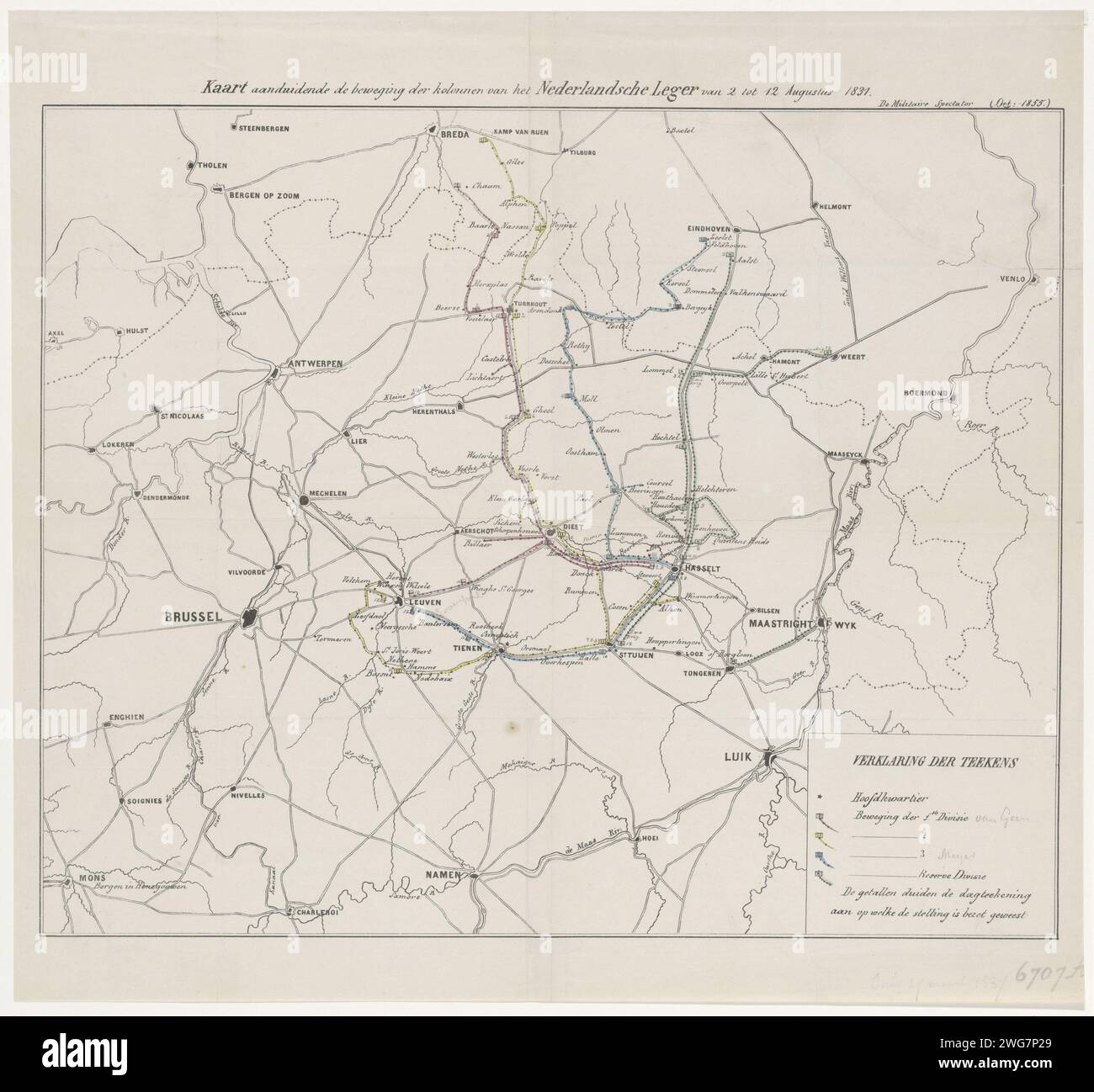 Map of Dutch troop movements during the ten -day campaign, 1831, 1855 ...