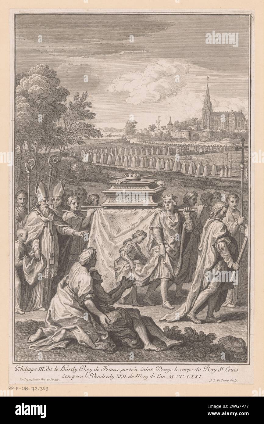 Parade with the box of Louis IX the saint to the Saint -Denisbasiliek ...
