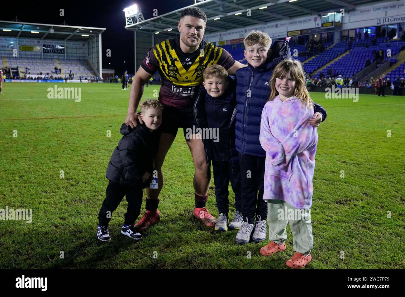 Joe Philbin of Warrington Wolves with his young son Bobby and family ...