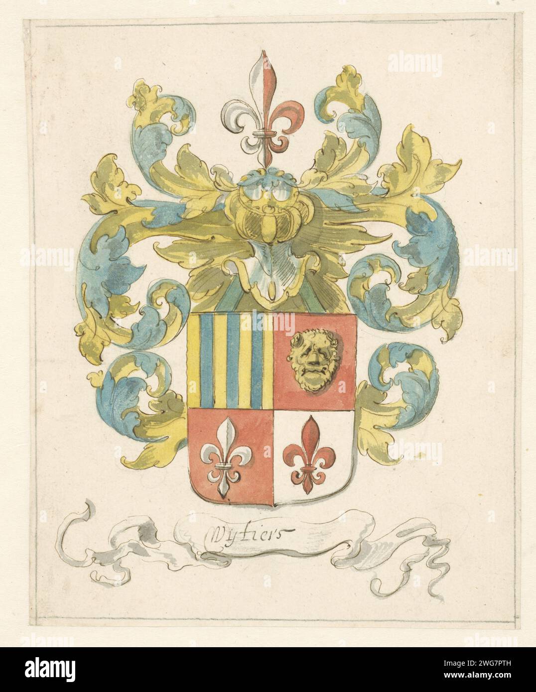 Coat of arms of the Wuytiers family, Pieter Jansz, 1660 - 1672 drawing ...
