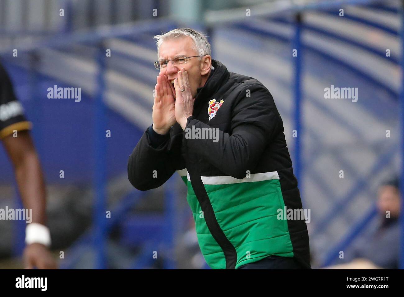 Birkenhead, UK. 03rd Feb, 2024. Nigel Adkins, the Manager of Tranmere ...