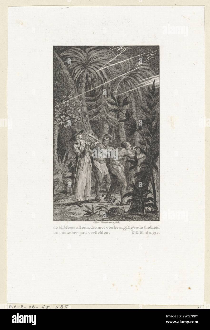 Reinhart with two slave -made men in the jungle near thunder, Reinier ...