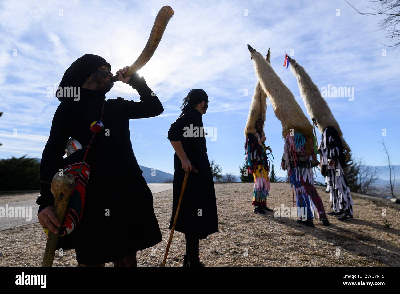 Croatia, Ruda, 030224. The traditional march of the Rudi masquerade ...
