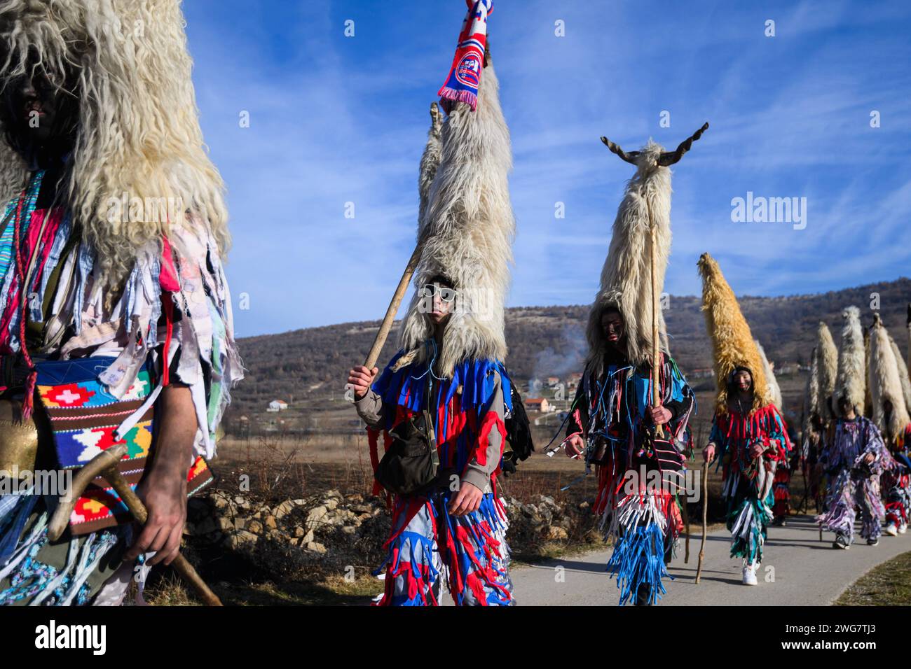 Croatia, Ruda, 030224. The traditional march of the Rudi masquerade ...