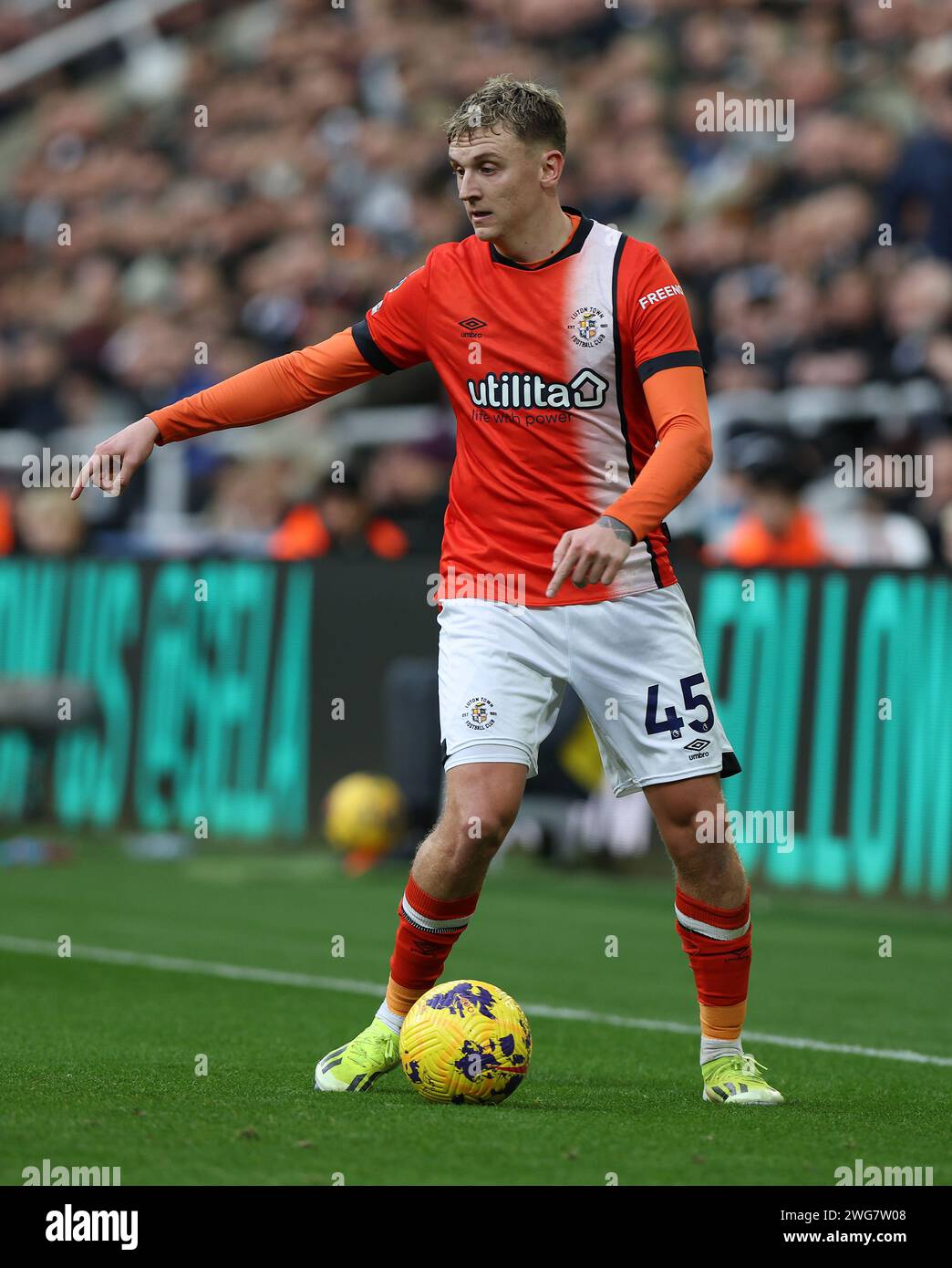 Newcastle Upon Tyne, UK. 3rd Feb, 2024. Alfie Doughty of Luton Town ...
