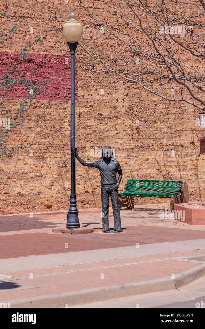 Statue of a man Standin' on a Corner in Winslow Arizona as sung in the ...