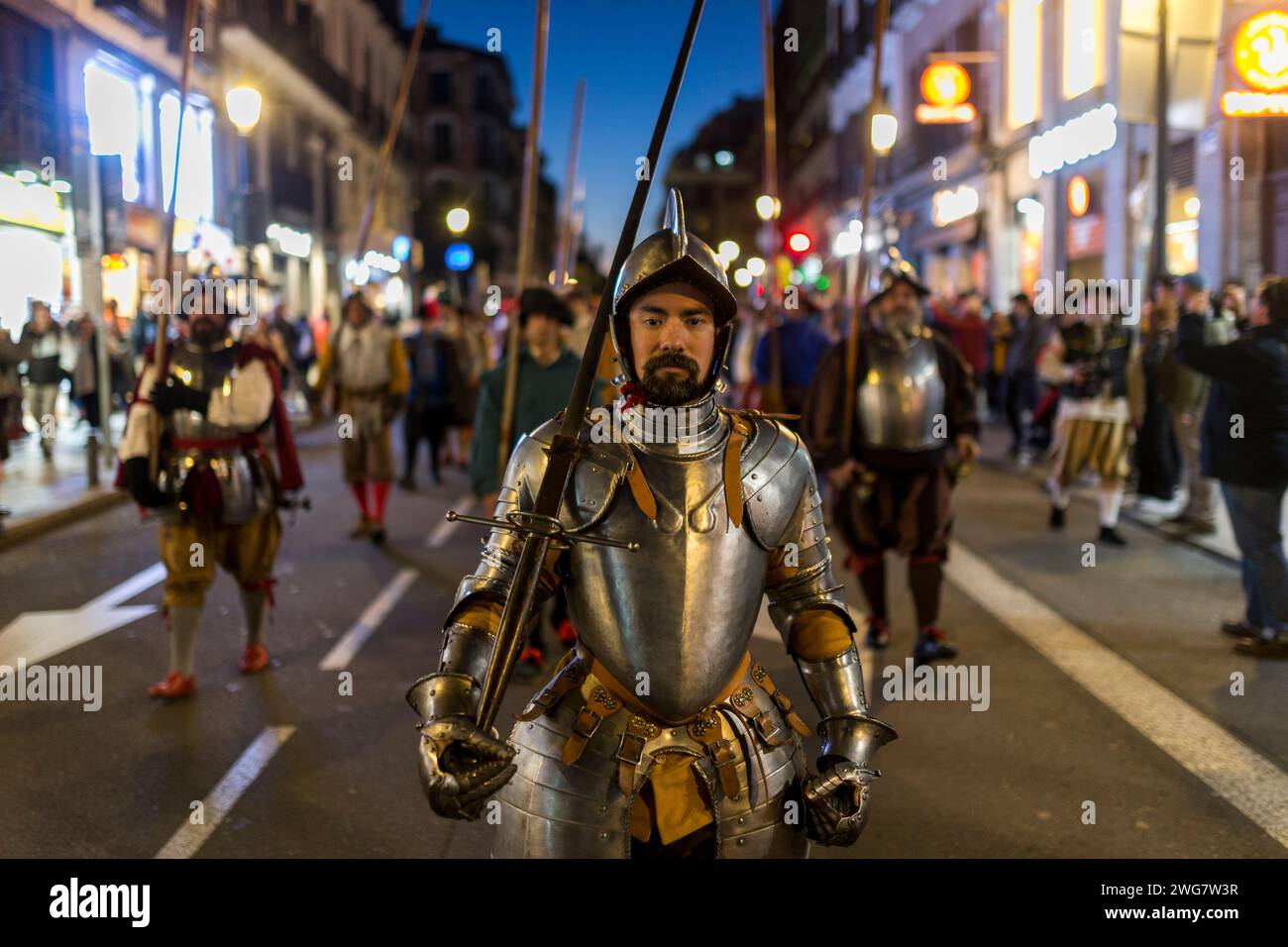 Madrid, Madrid, Spain. 3rd Feb, 2024. A man dressed in armor, during ...