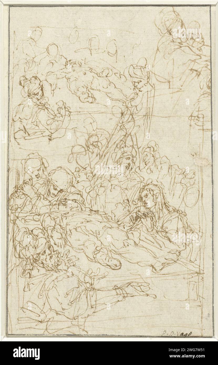Piëta, Camillo Procaccini, 1561 - 1578 drawing paper. ink pen 'Pietà ...