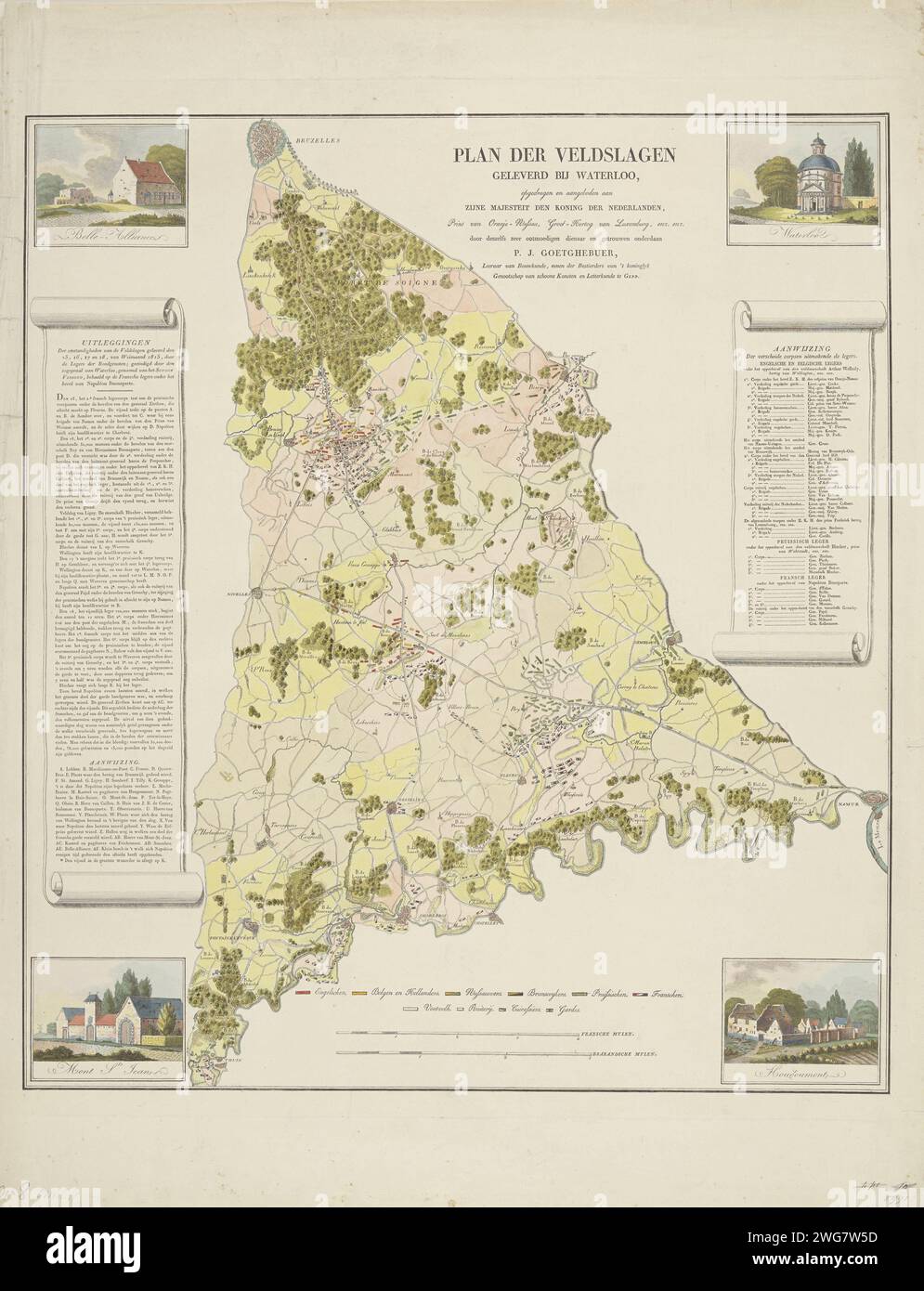 Map of the Saves at Waterloo, 1815, 1815 print Map of the area in which ...