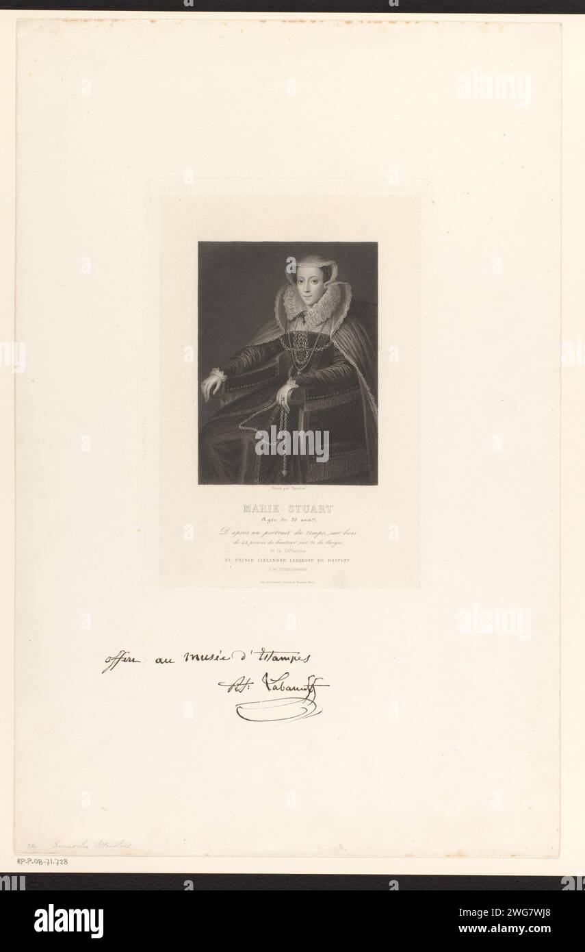 Portret Van Maria I Stuart, Jacques Etienne Pannier, c. 1860 print ...