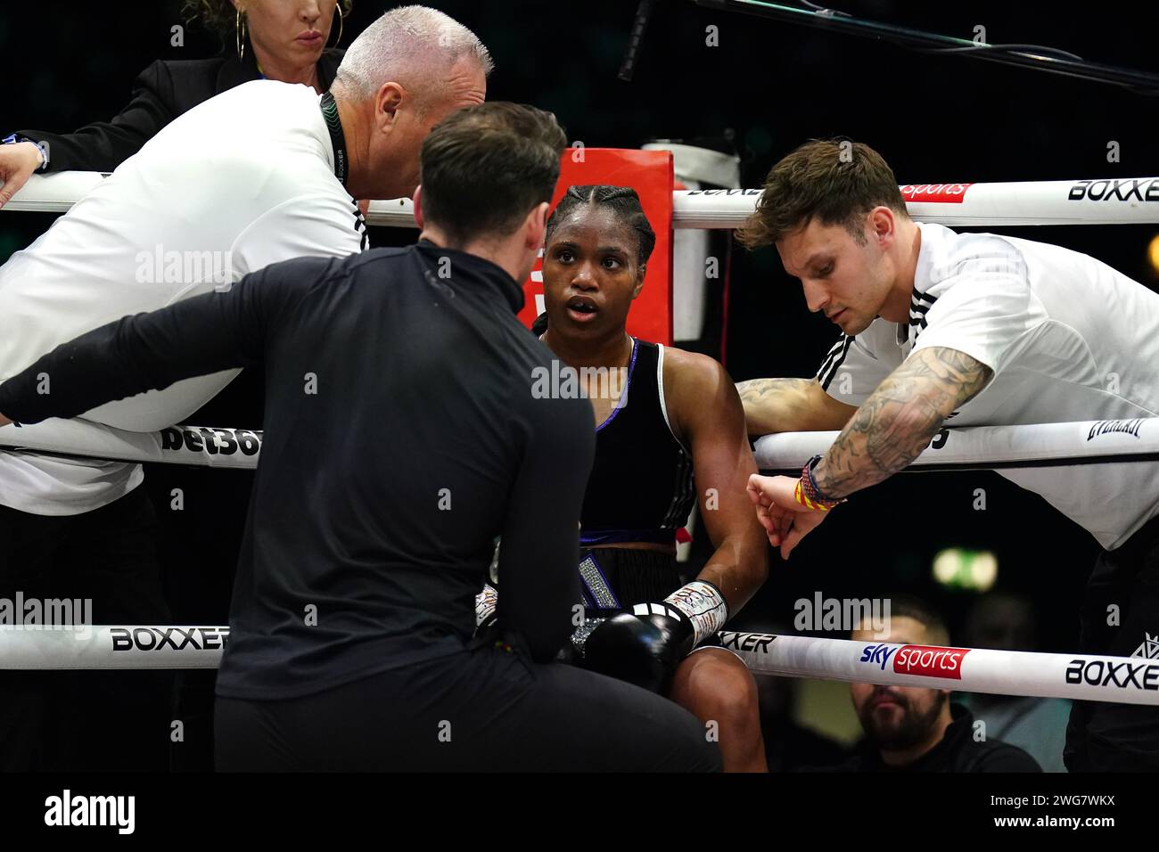 Caroline Dubois in her corner in her lightweight bout against Miranda ...