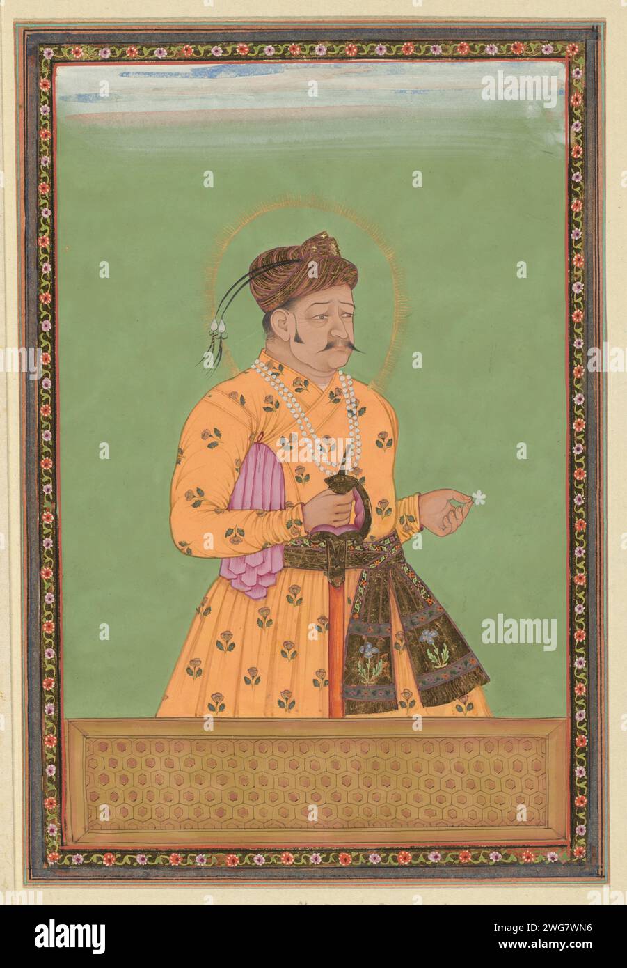 Portrait of Akbar Padshah, the son of Humayun, who ruled after his ...
