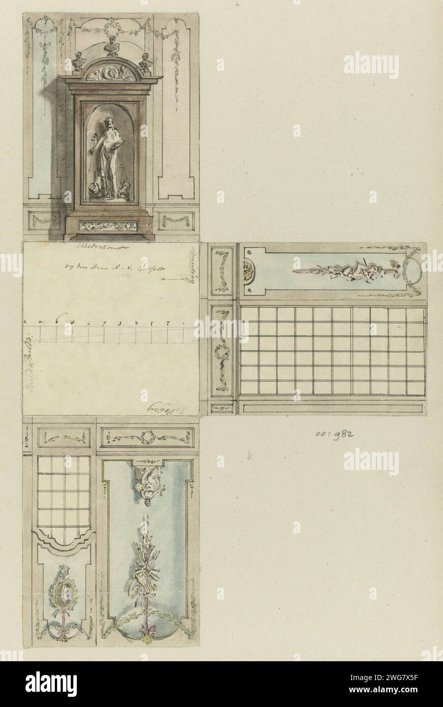 Design for a cabinet at Arent van Hasselt, Keizersgracht 584, Amsterdam ...