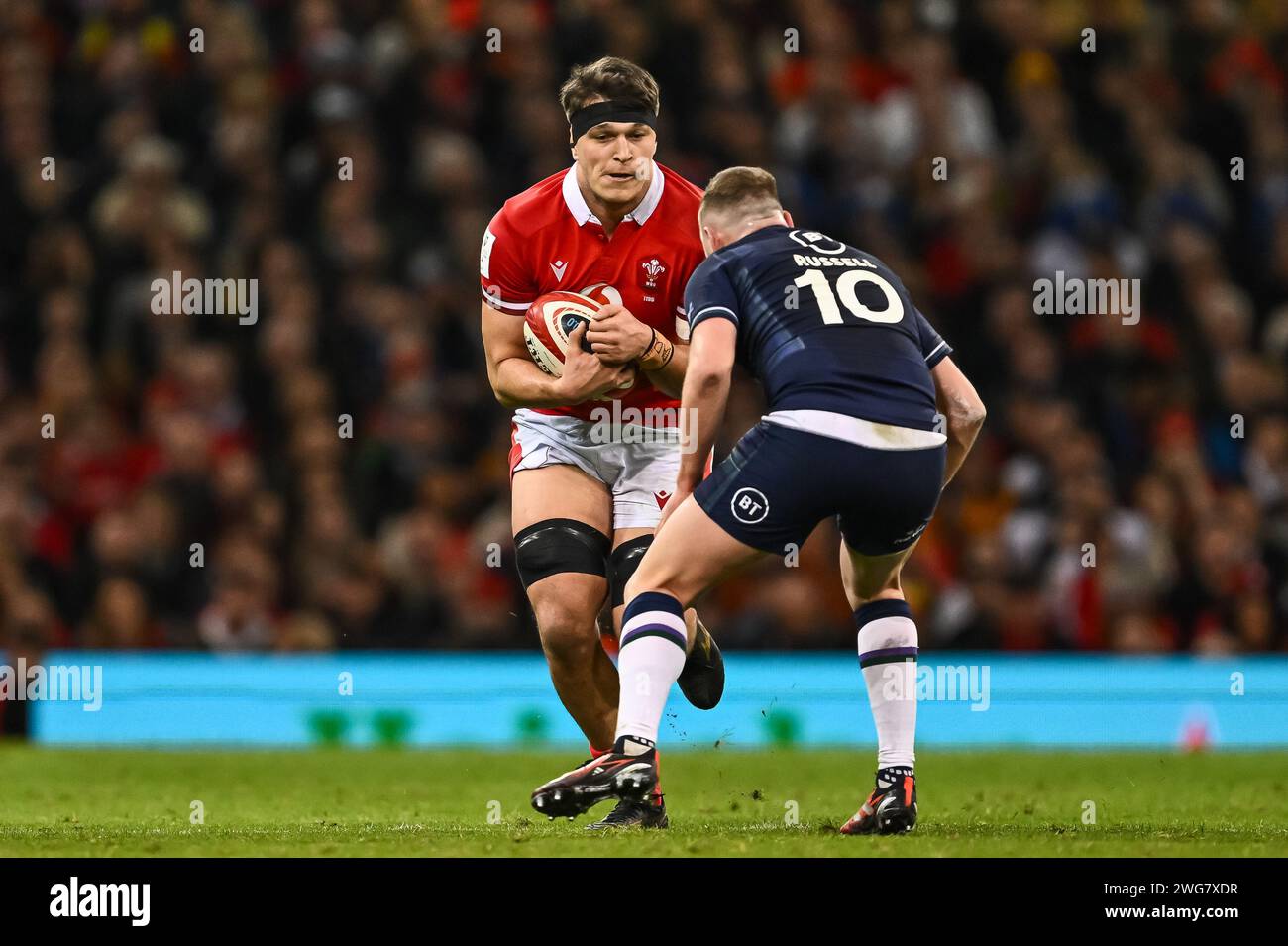 Teddy Williams of Wales in action during the 2024 Guinness 6 Nations ...