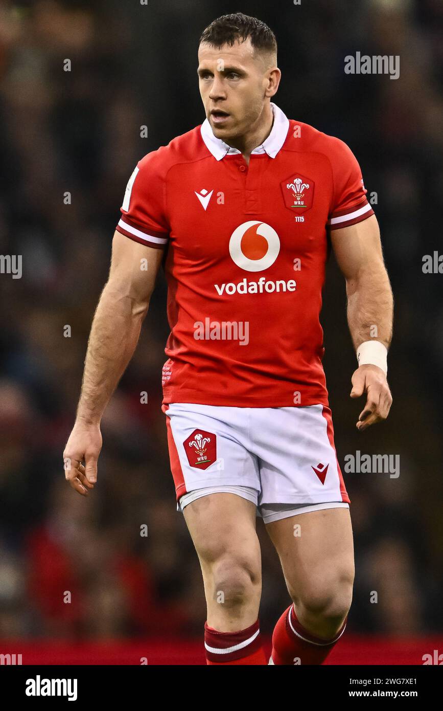 Gareth Davies of Wales during the 2024 Guinness 6 Nations match Wales ...