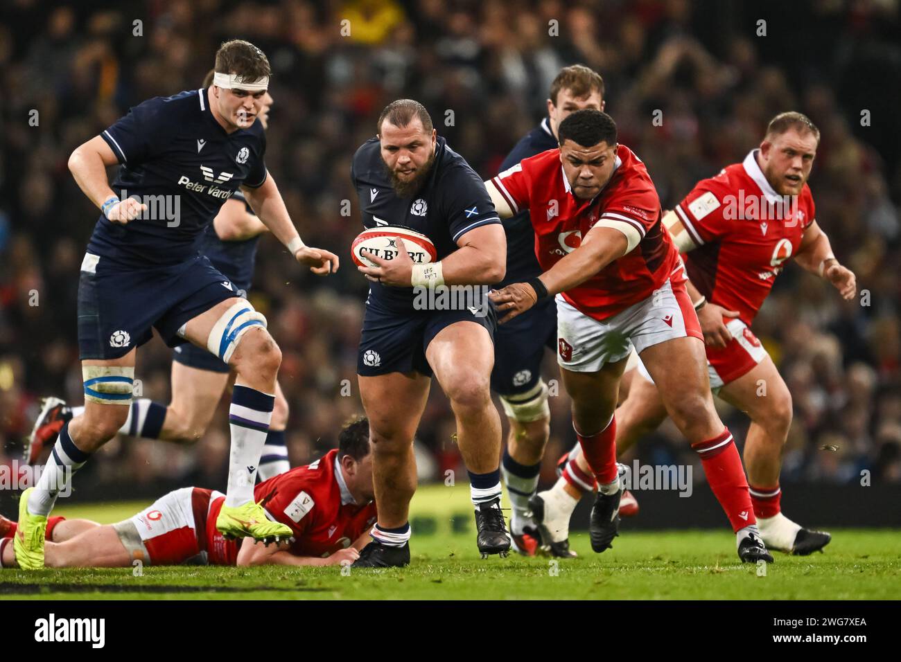 Pierre Schoeman of Scotland makes a break during the 2024 Guinness 6 ...
