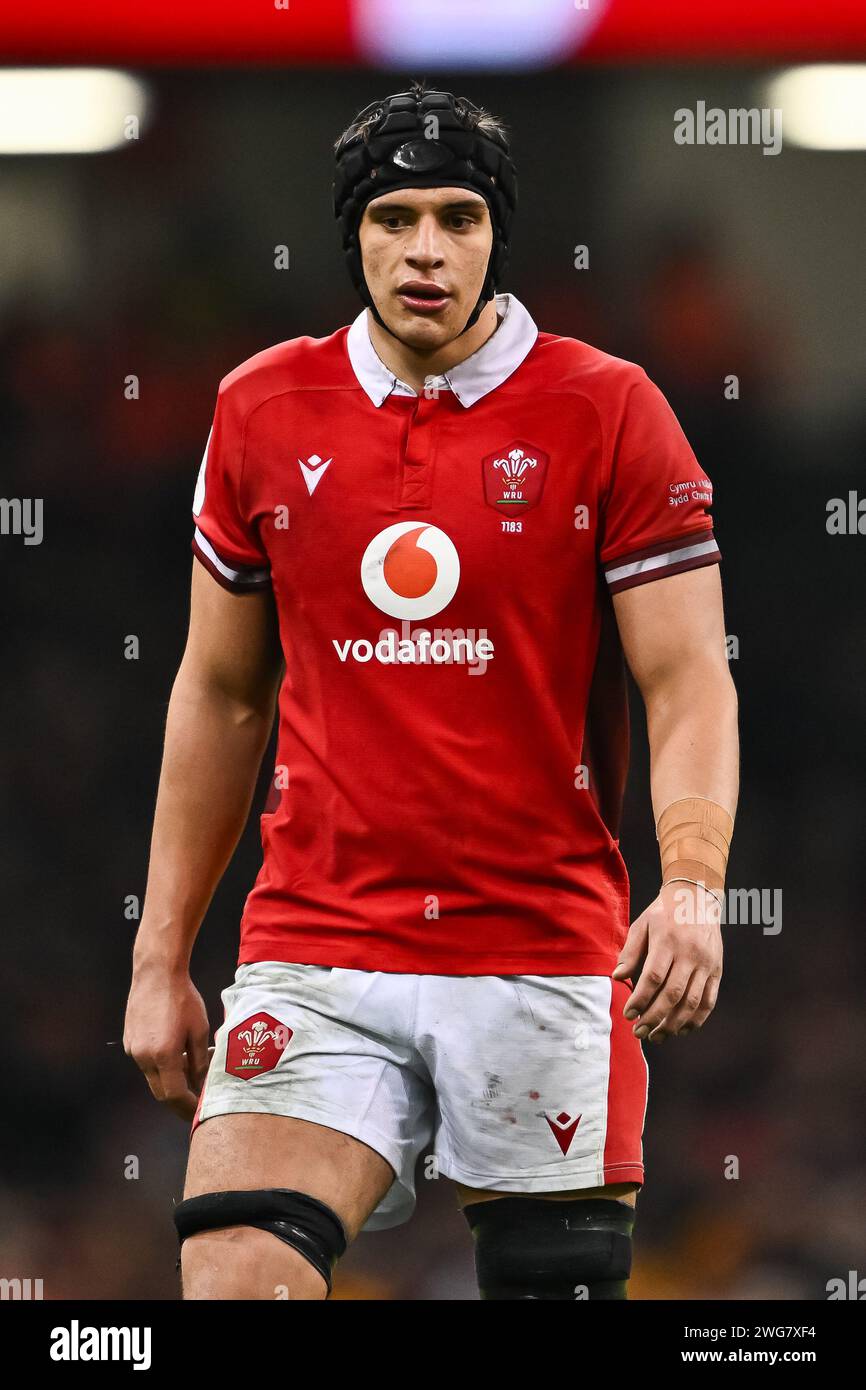 Dafydd Jenkins of Wales during the 2024 Guinness 6 Nations match Wales ...