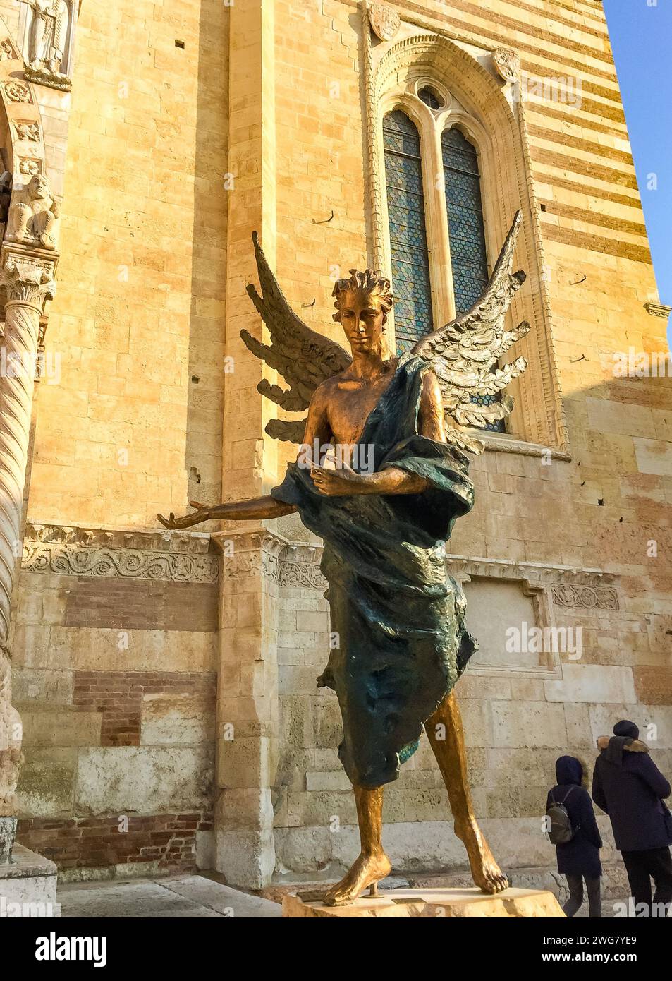 Statue of a Blue Angel in front of the Verona, Italy, Europe Stock ...