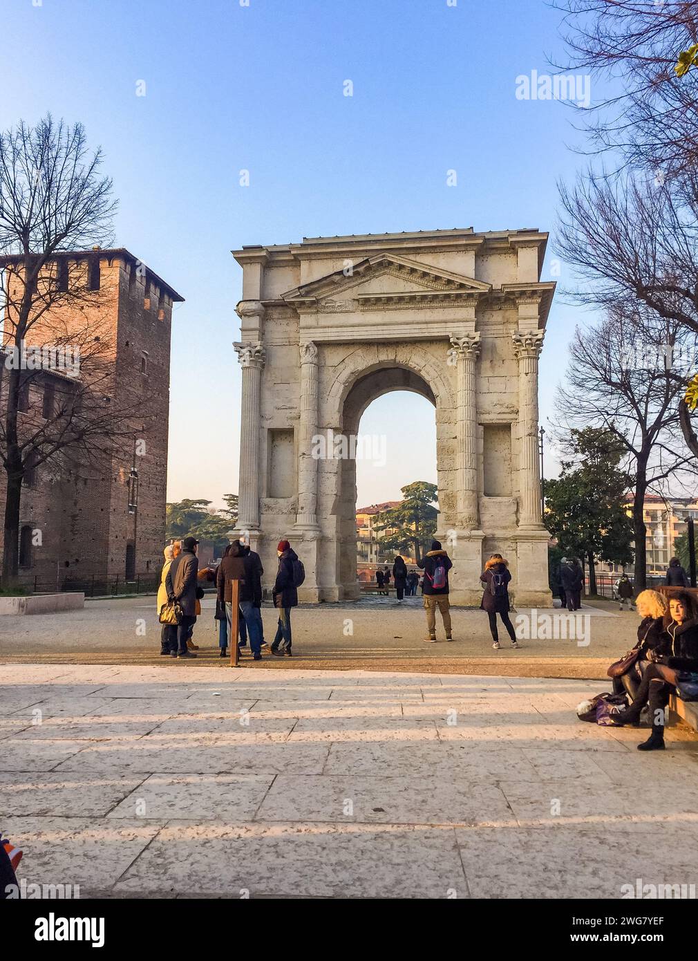 Verona- Italy- 30 Desember 2019: Arco dei Gavi famous historic landmark ...