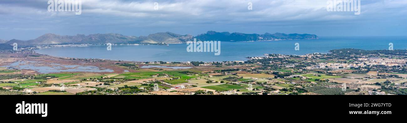 Panoramic View of Pollensa Bay in Mallorca with Coastal Towns and ...