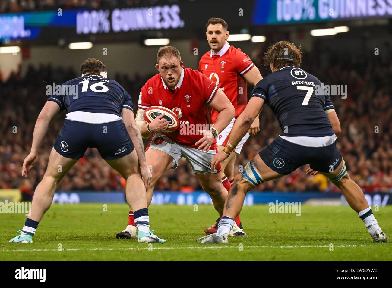 Corey Domachowski of Wales in action during the 2024 Guinness 6 Nations ...