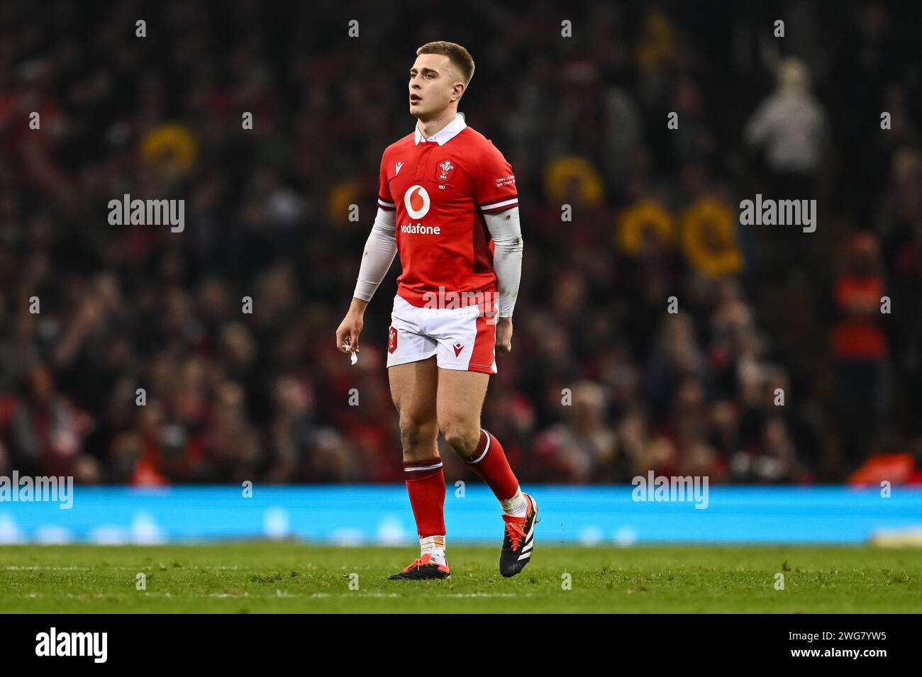 Cameron Winnett of Wales during the 2024 Guinness 6 Nations match Wales ...
