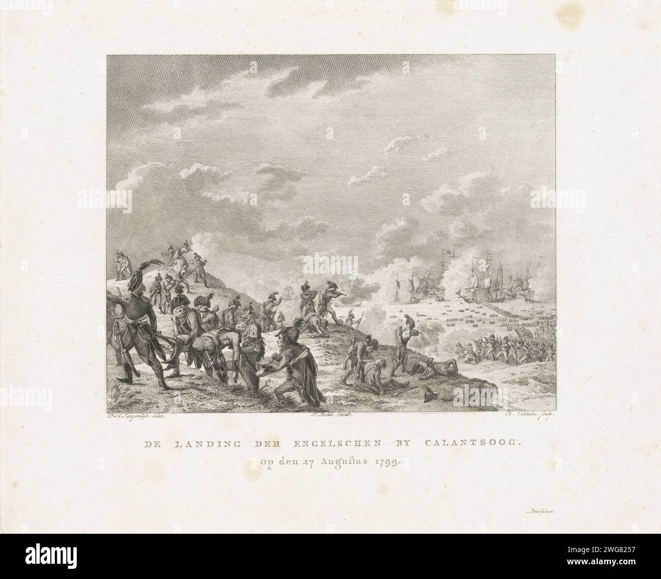 Landing of the British at Callantsoog, 1799, Reinier Vinkeles (I ...