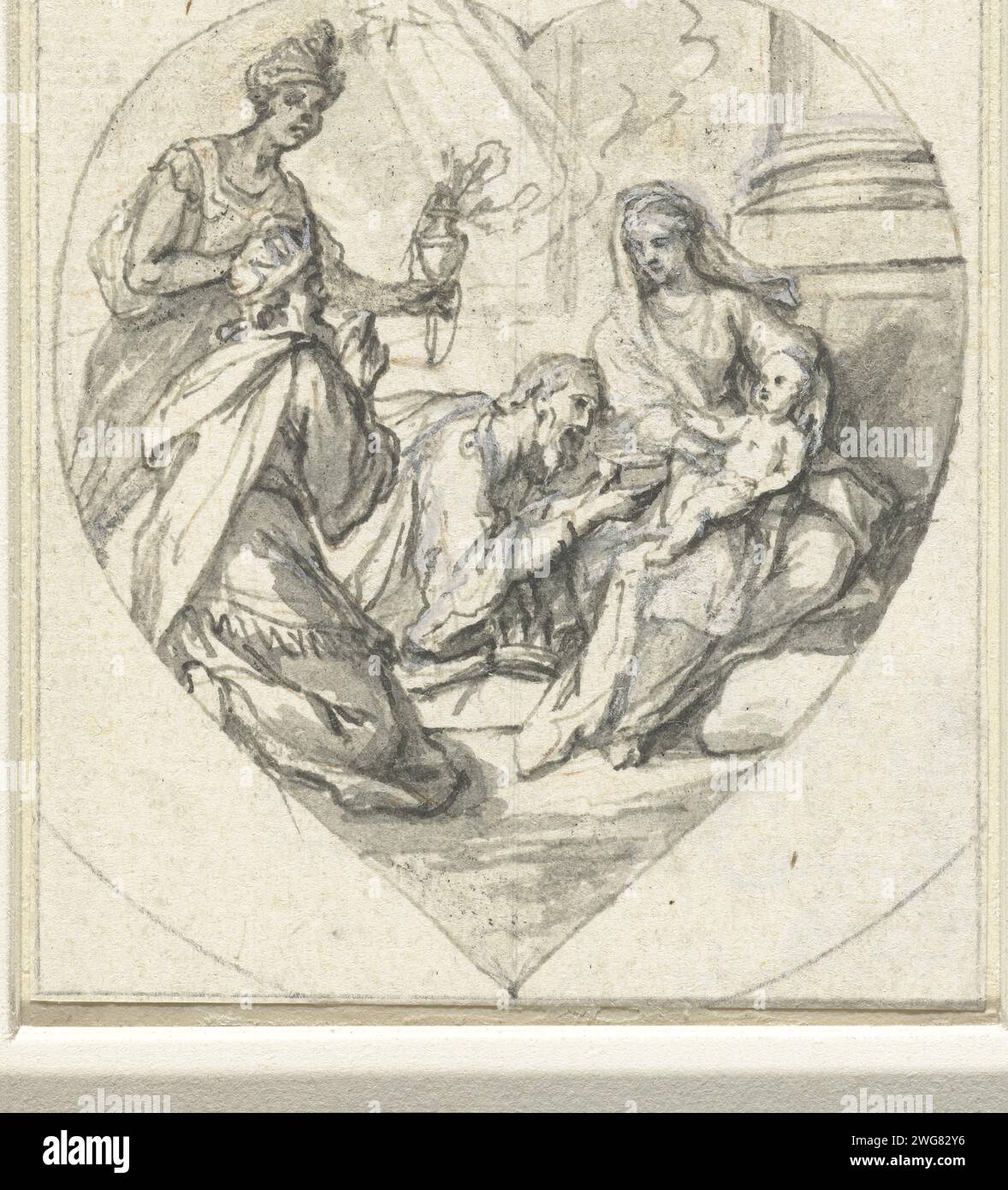 Worship of the Kings, Anonymous, 1600 - 1699 drawing paper. ink pen ...