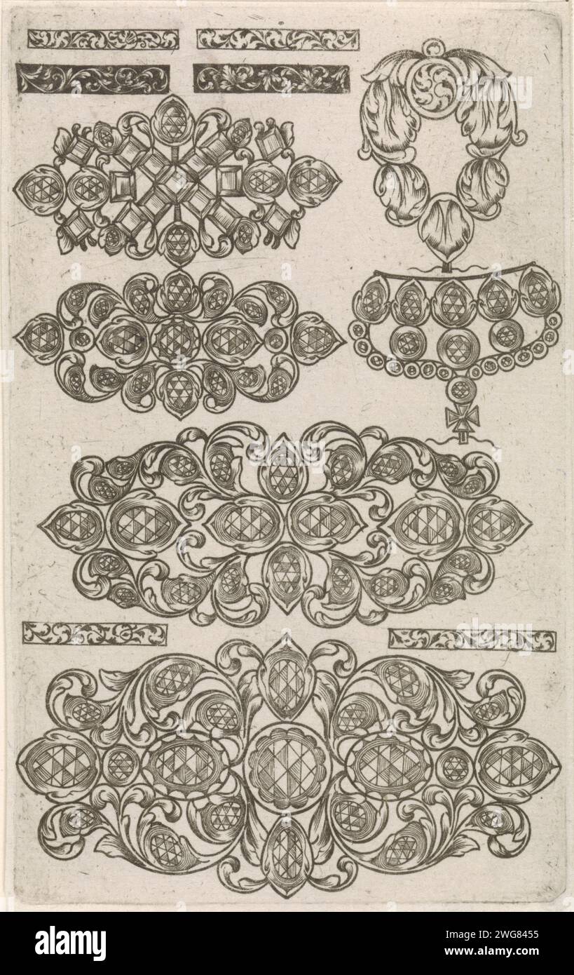 Twelve ornaments, c. 1600 - c. 1699 print Designs for, among other things, six small rank ...