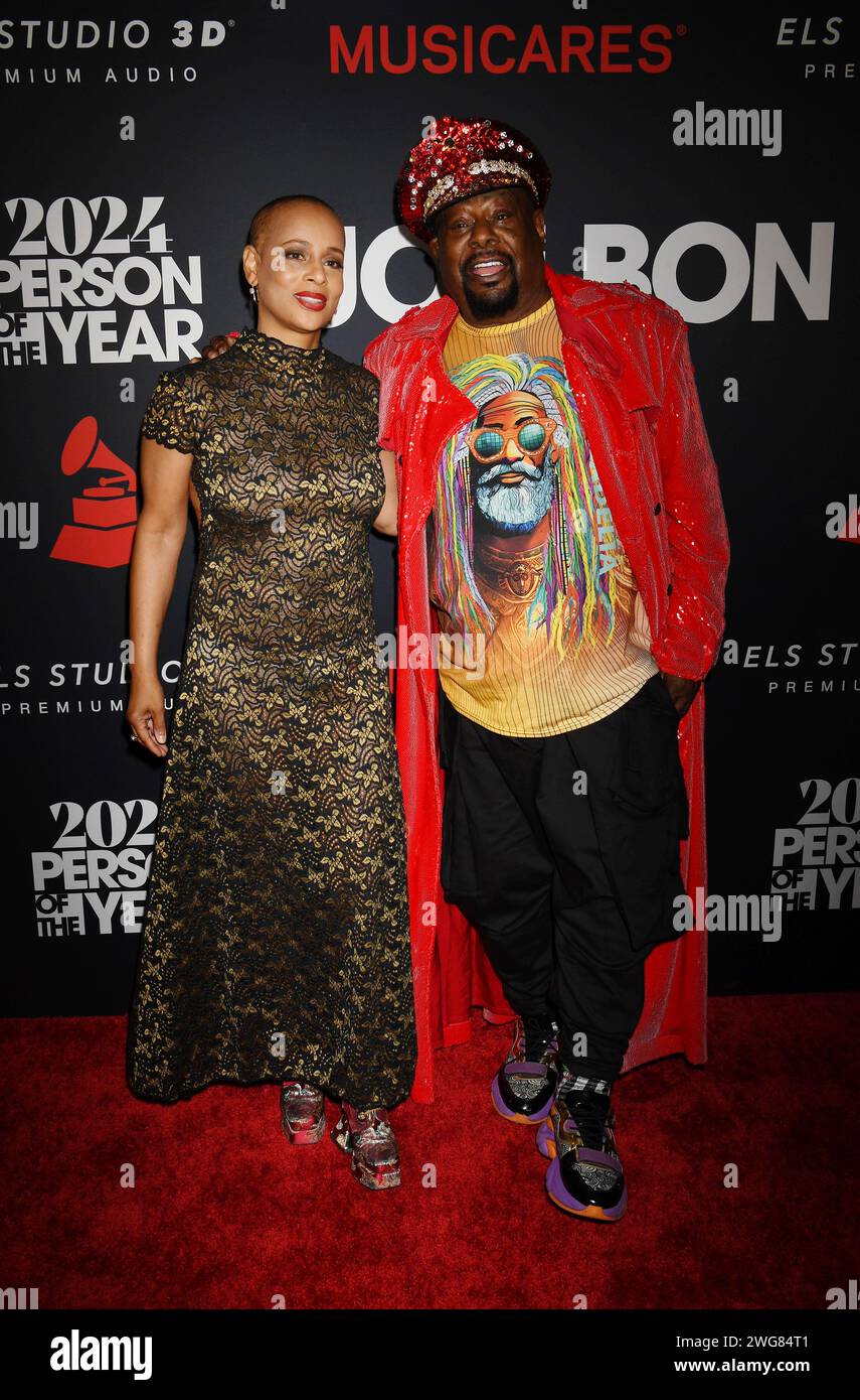 LOS ANGELES, CALIFORNIA - FEBRUARY 02: (L-R) Carlon Clinton and George ...
