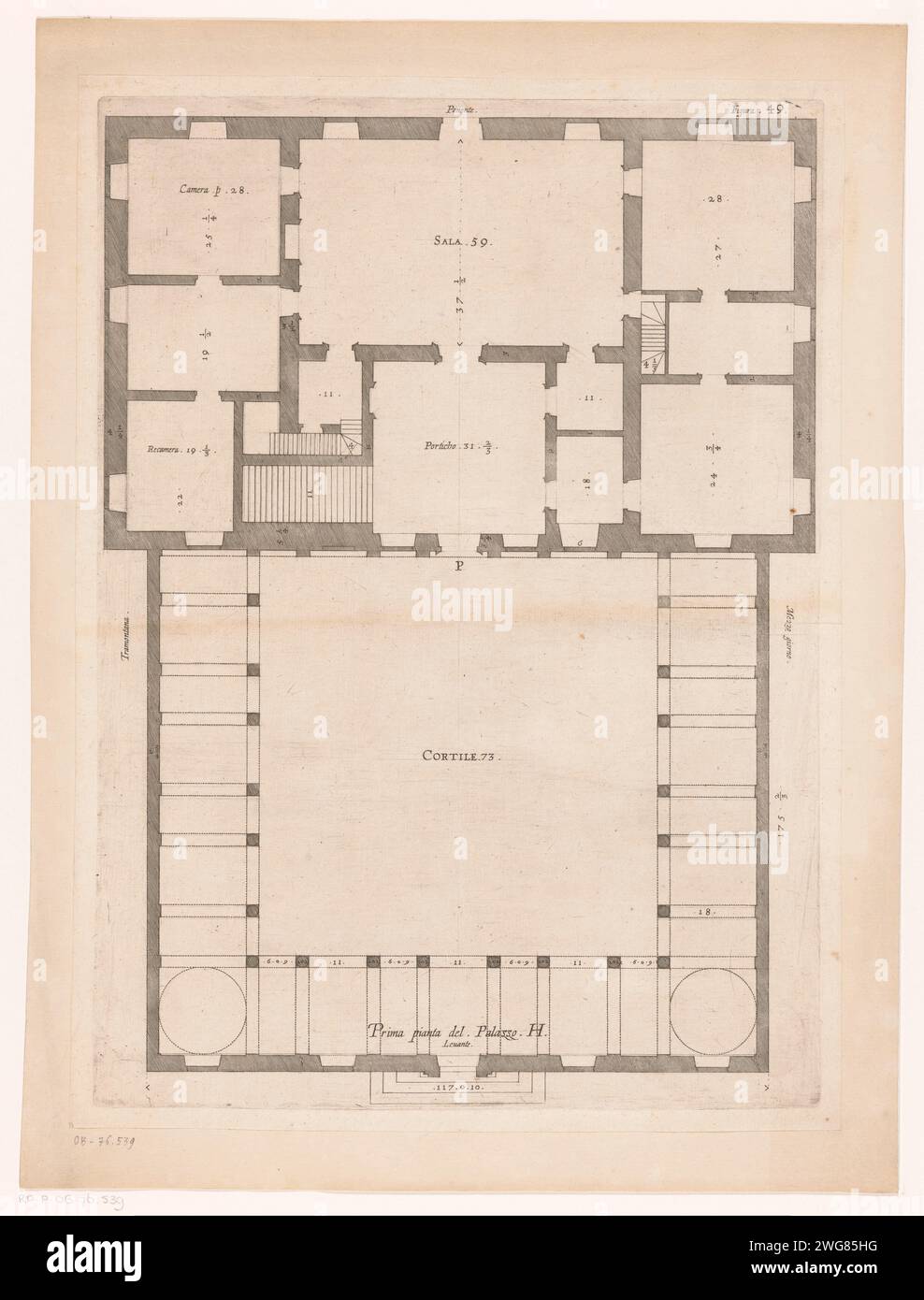 Map of the ground floor of the Villa Grimaldi-Sauli in Genoa, Nicolaes ...