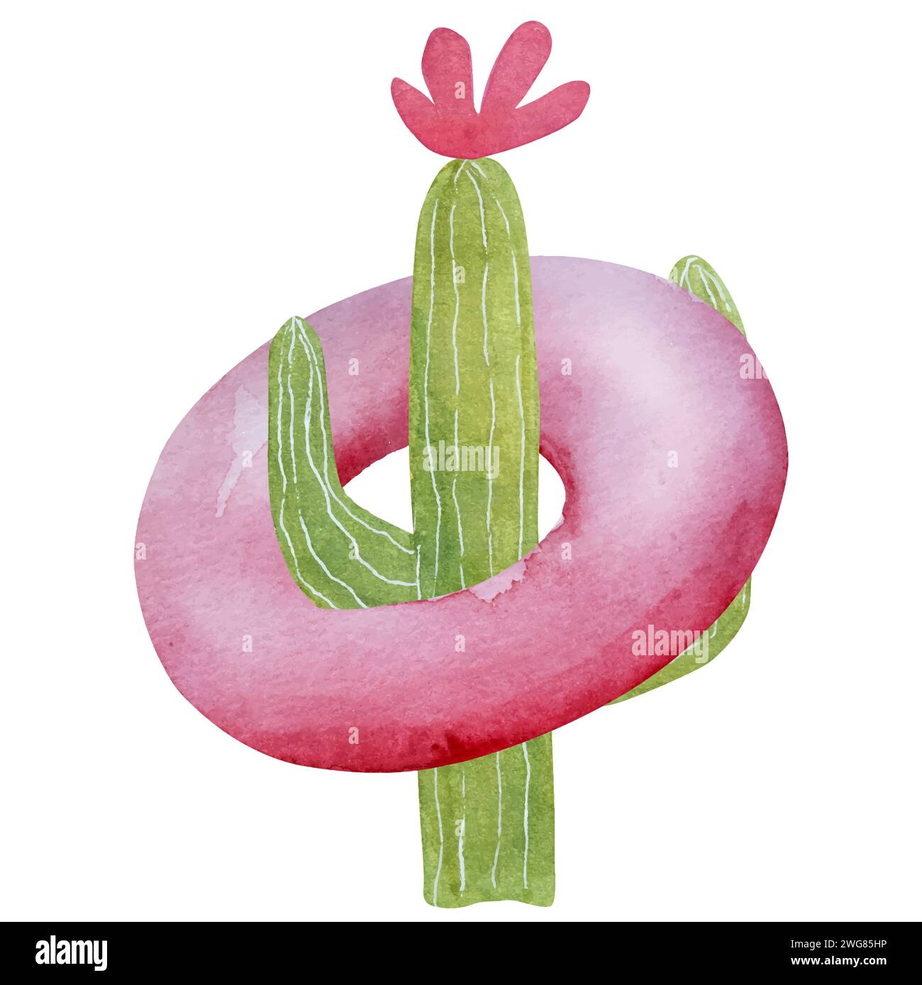 Vector Hand-Drawn Image Of A Summer-Themed Watercolor Illustration ...