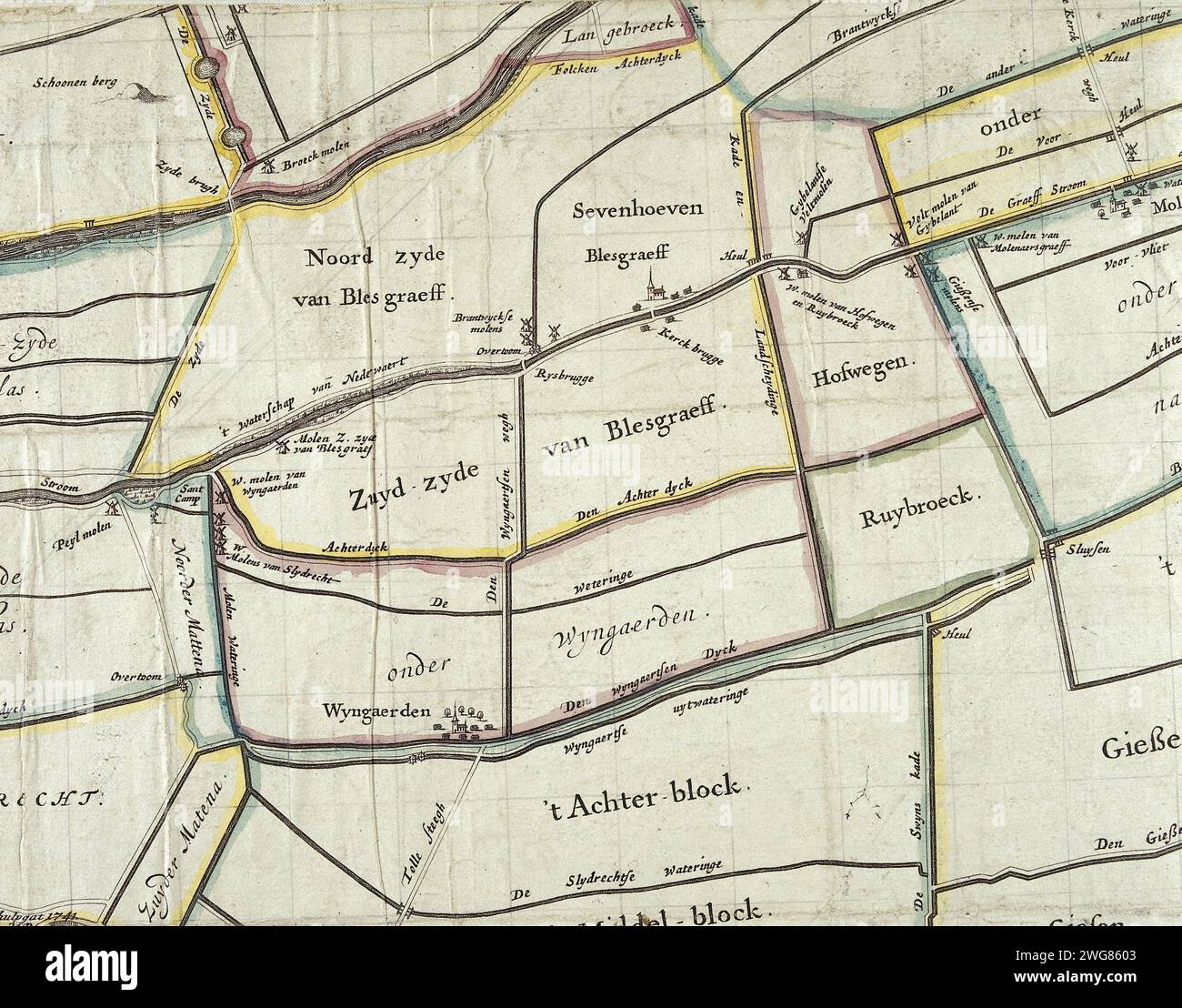 Map of the Alblasserwaard, Anonymous, c. 1700 - c. 1750 print Map of ...