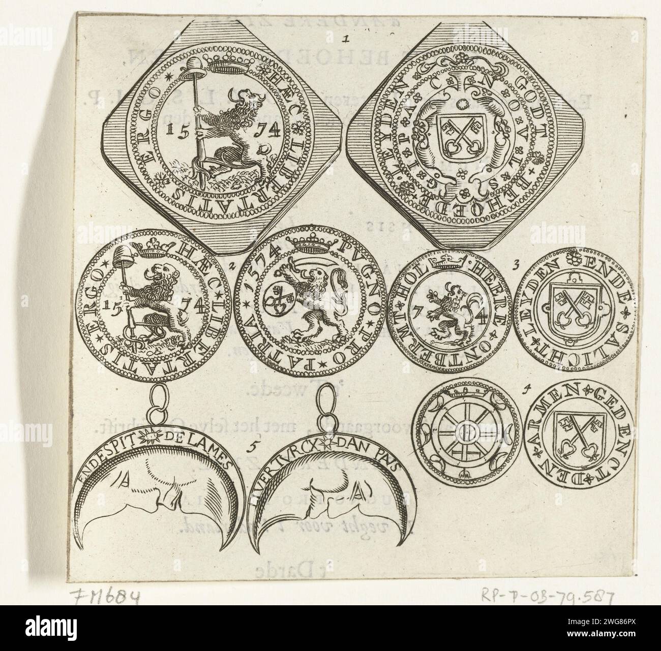 Emergency coins and Geuzenpenningen from siege of Leiden, 1574, 1700 ...