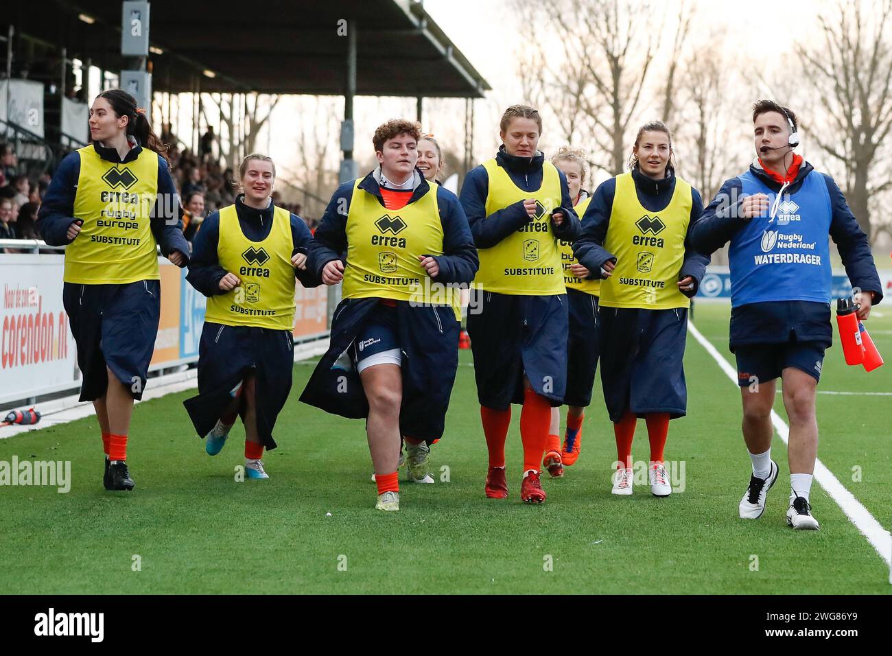 AMSTERDAM, NETHERLANDS - FEBRUARY 03: Warming up dutch substitutes ...