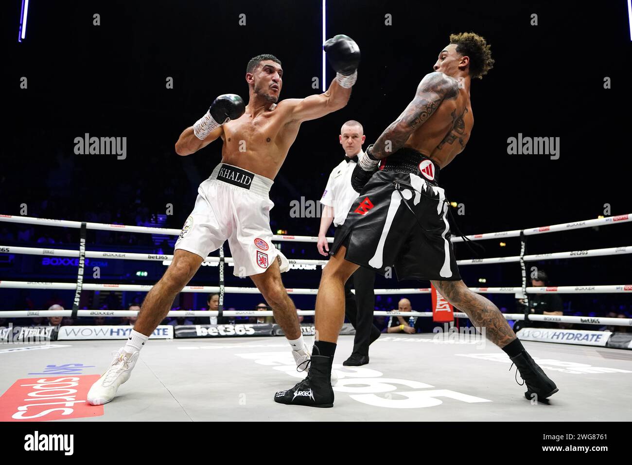 Khalid Graidia (left) in action against Ben Whittaker in the light ...