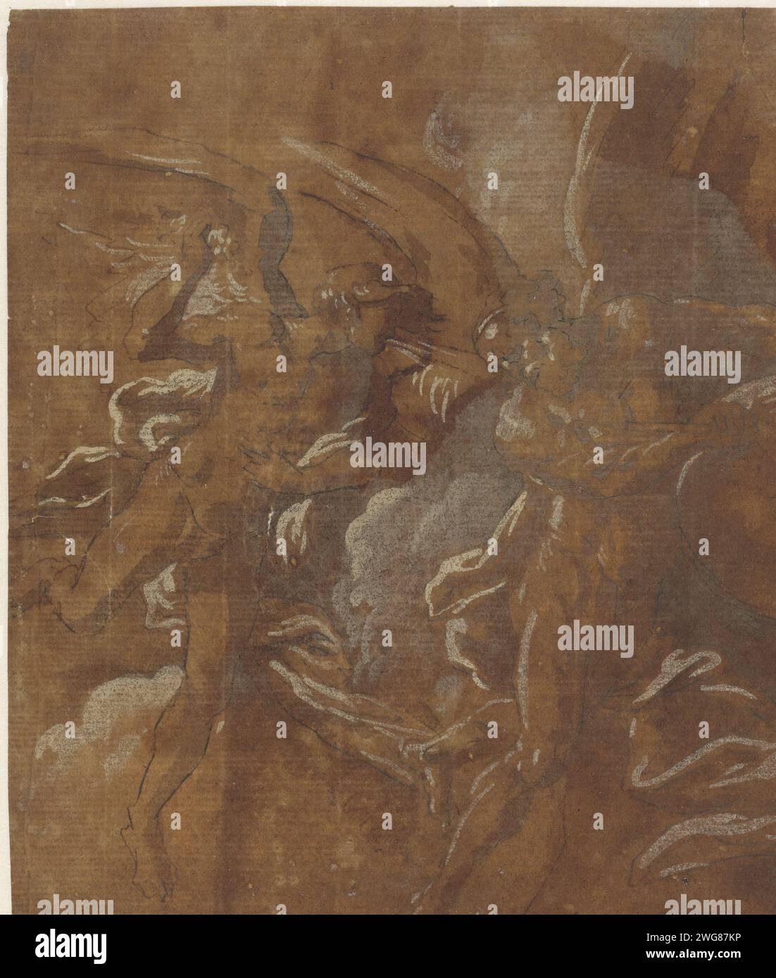 Two winged men, A. Carracci (attributed to), 1570 - 1609 drawing Two ...