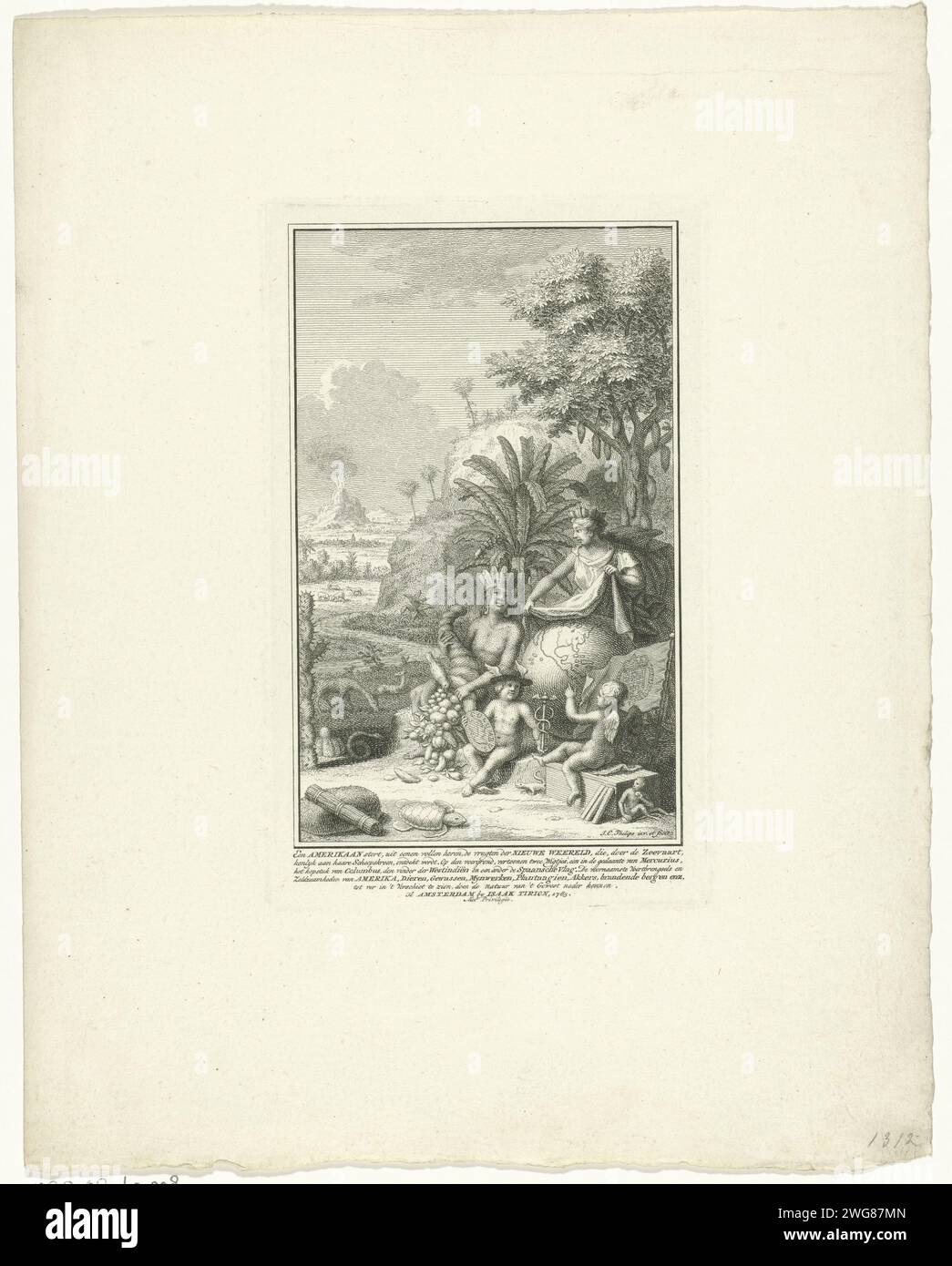 Allegory to America, Jan Caspar Philips, 1765 print The personification ...