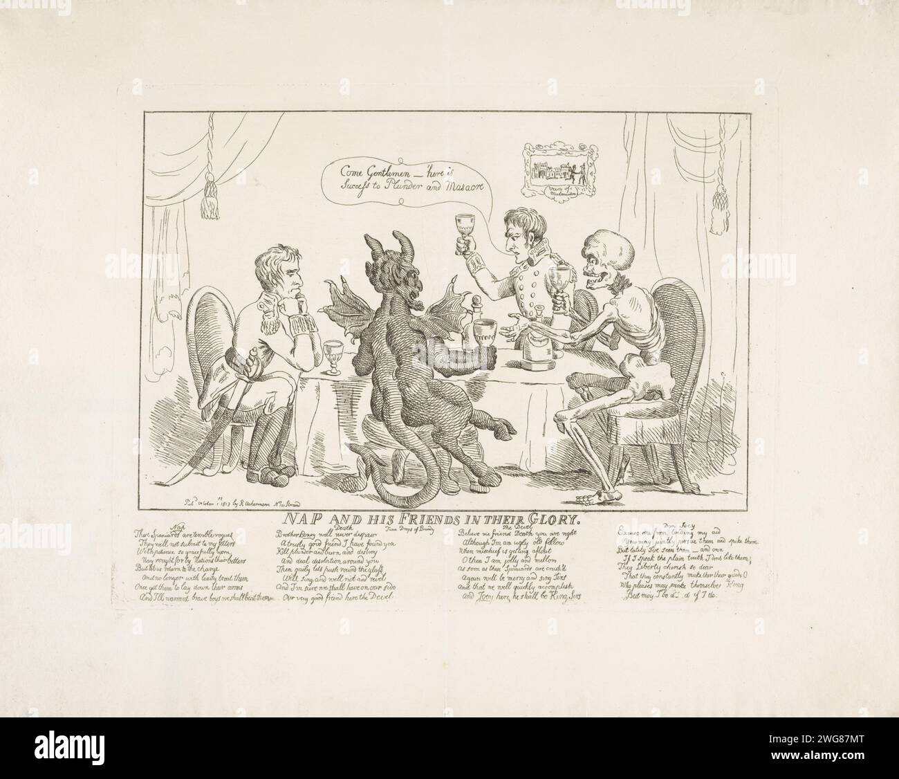 Napoleon and his friends in their glory, 1813, Thomas Rowlandson, 1813 ...