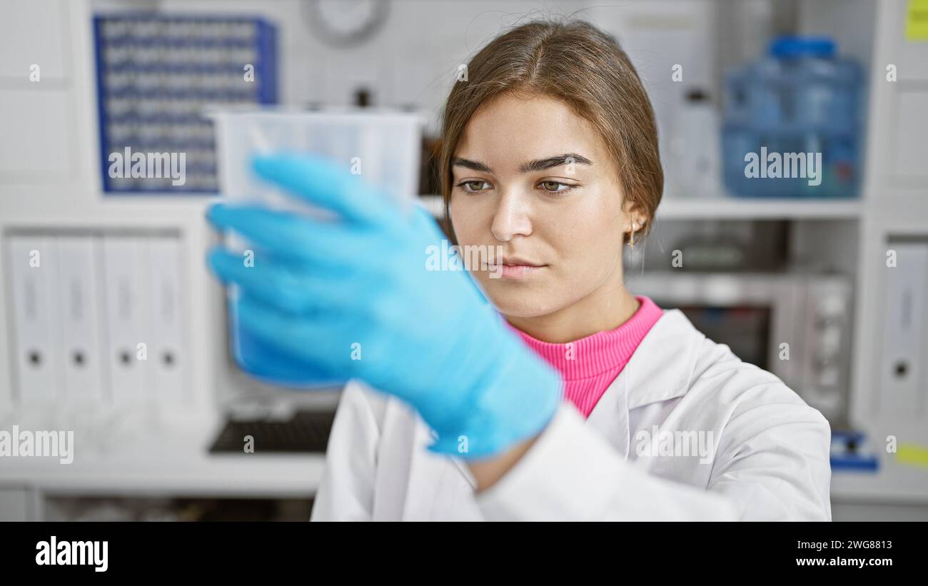 Portrait of a dedicated young hispanic woman, a beautiful scientist ...
